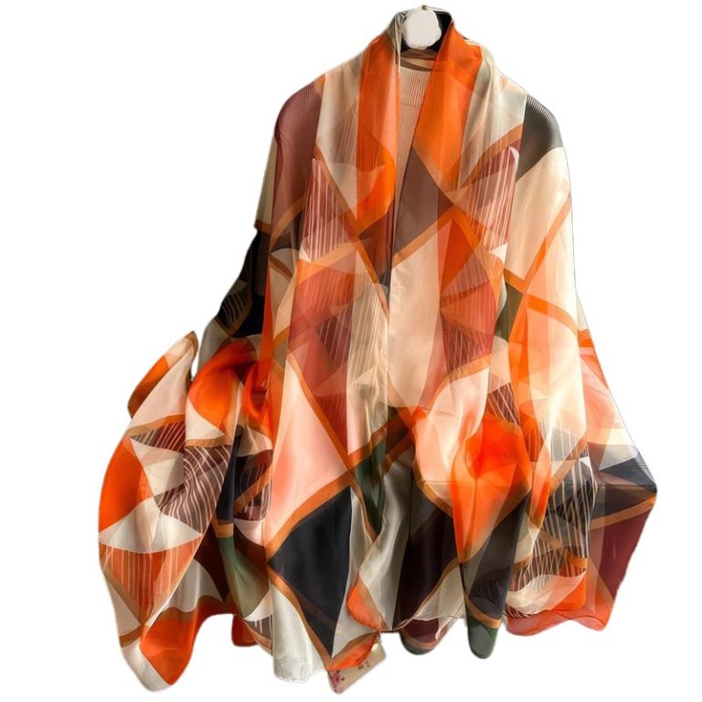Etole Femme Chic Rouge Géométrique | Foulard Poncho