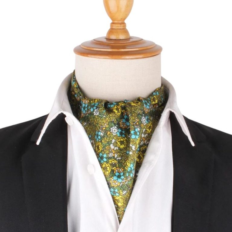 Foulard Homme Blanc Ascot Ginkgo | Foulard Poncho