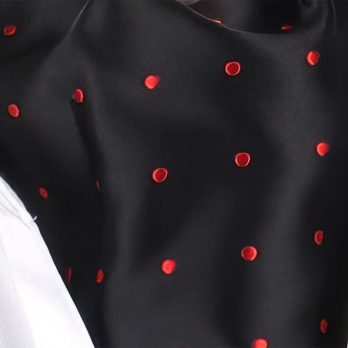 Foulard Homme Noir Ascot à Pois Rouge | Foulard Poncho