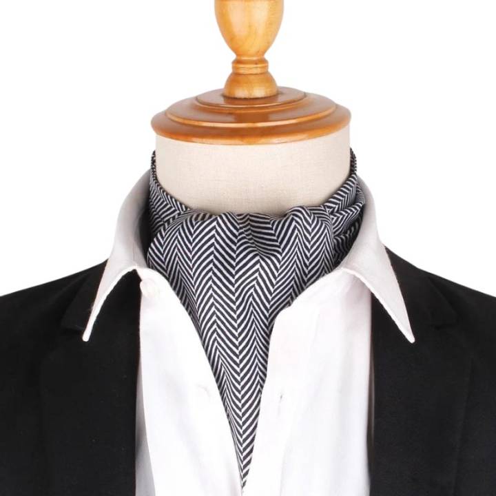 Foulard Homme Blanc Ascot Ginkgo | Foulard Poncho